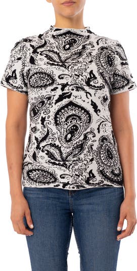 CYRUS Paisley Pattern Short Sleeve Sweater Top | Nordstromrack