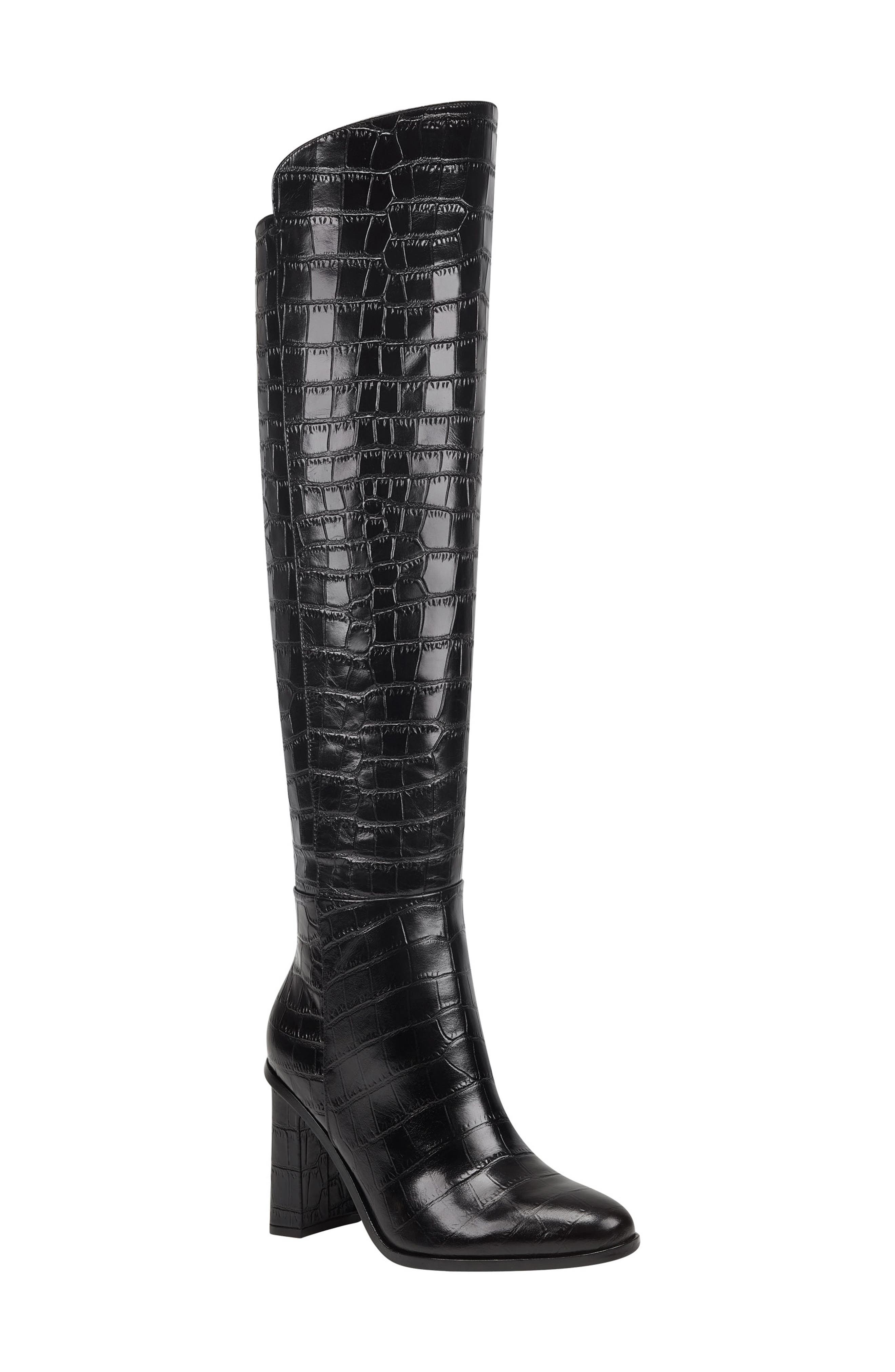 Marc Fisher LTD Mlunella Croc Embossed Knee High Boot | Nordstromrack