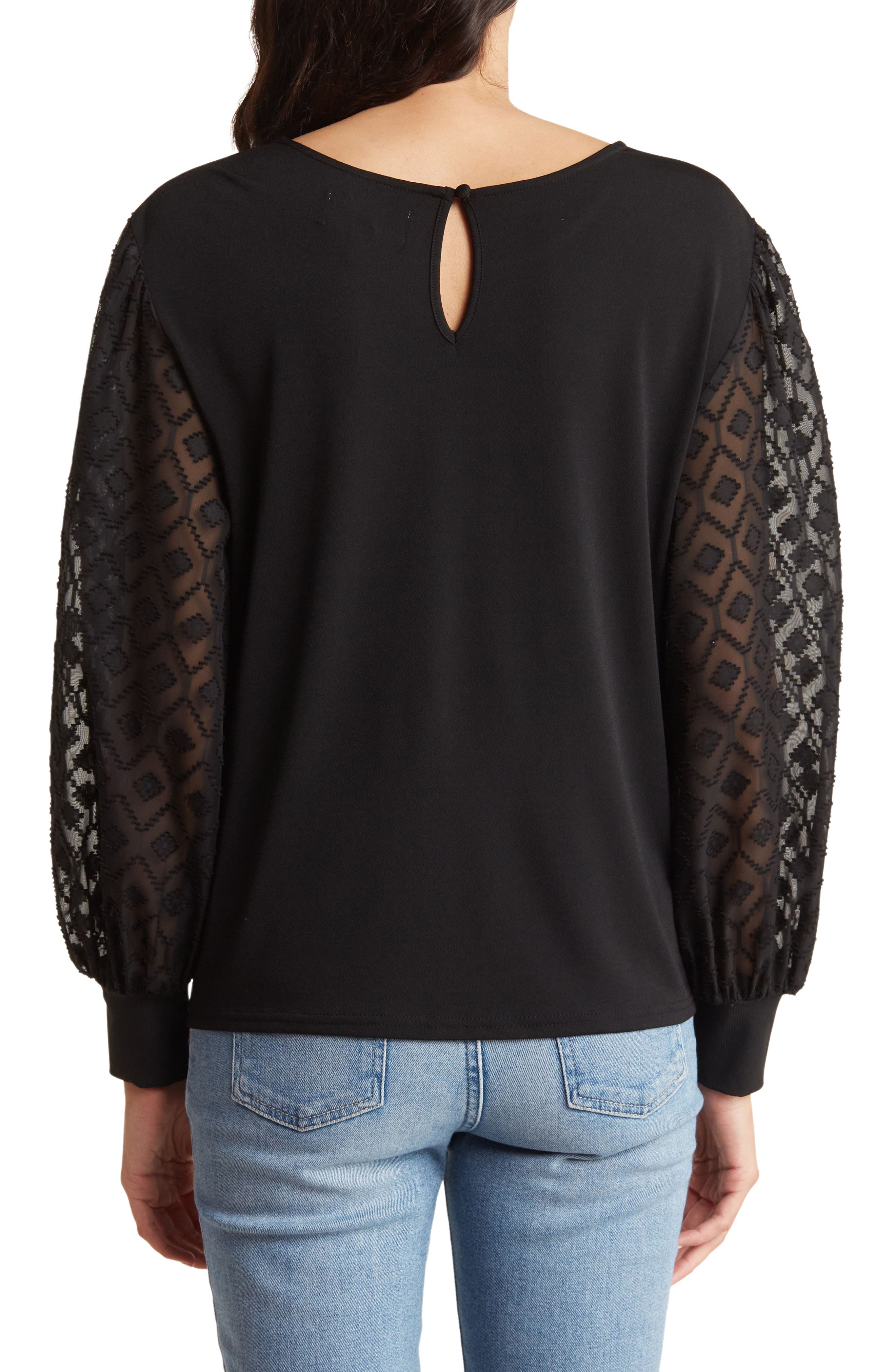 NORDSTROM RACK Clip Dot Long Sleeve Jacquard Top | Nordstromrack