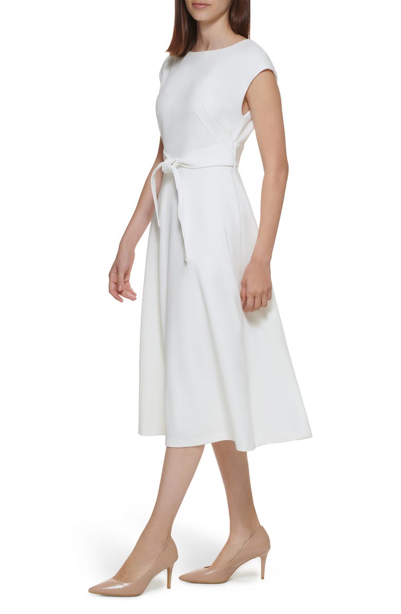 Calvin Klein Scuba Crepe Cap Sleeve Midi Dress | Nordstromrack