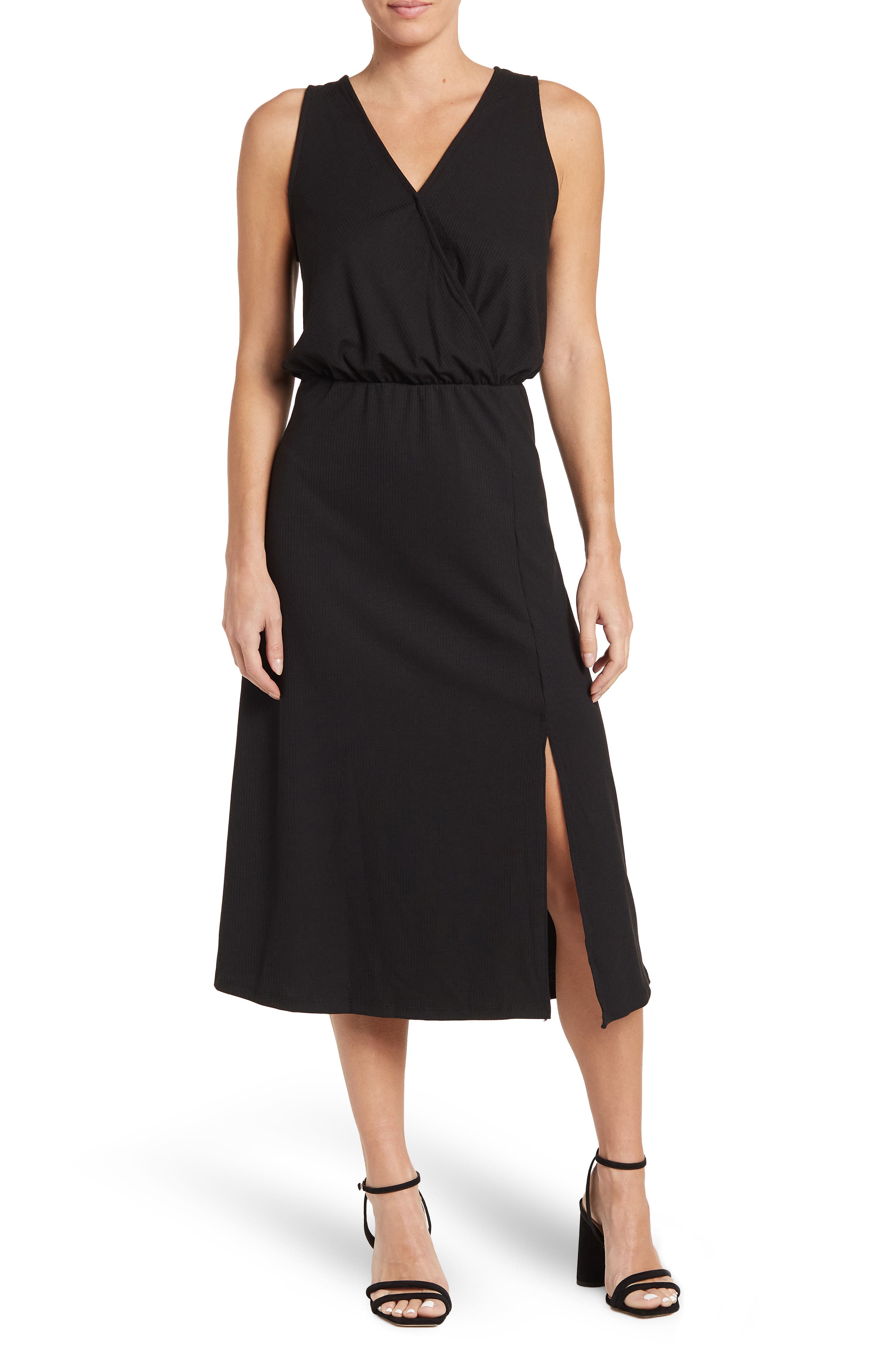 Good Luck Gem DUAL NATURE Surplice Neck Rib Knit Midi Dress | Nordstromrack