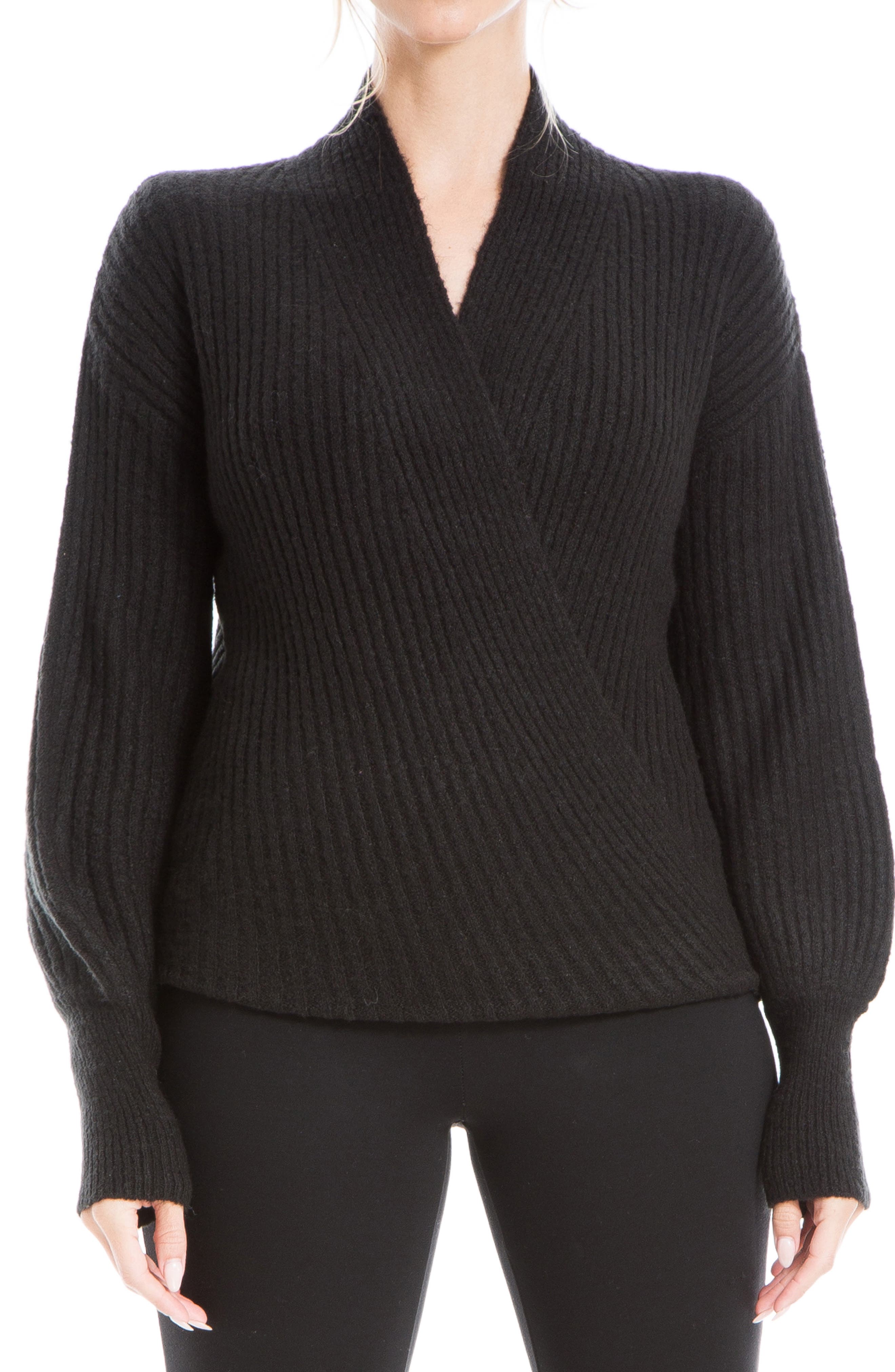 MAX STUDIO Blouson Sleeve Wrap Sweater | Nordstromrack