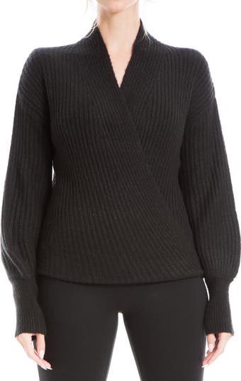 MAX STUDIO Blouson Sleeve Wrap Sweater | Nordstromrack