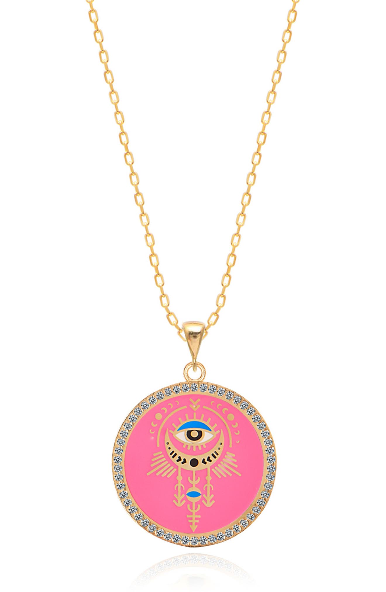 GABI RIELLE New Moon 14K Gold Plated Sterling Silver Evil Eye CZ Halo ...