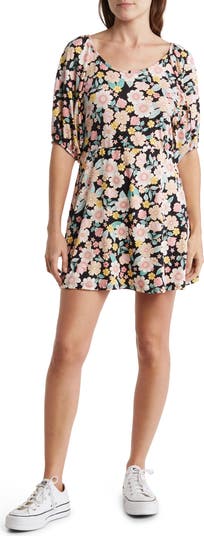 Velvet Torch Lace-Up Back Puff Sleeve Minidress | Nordstromrack