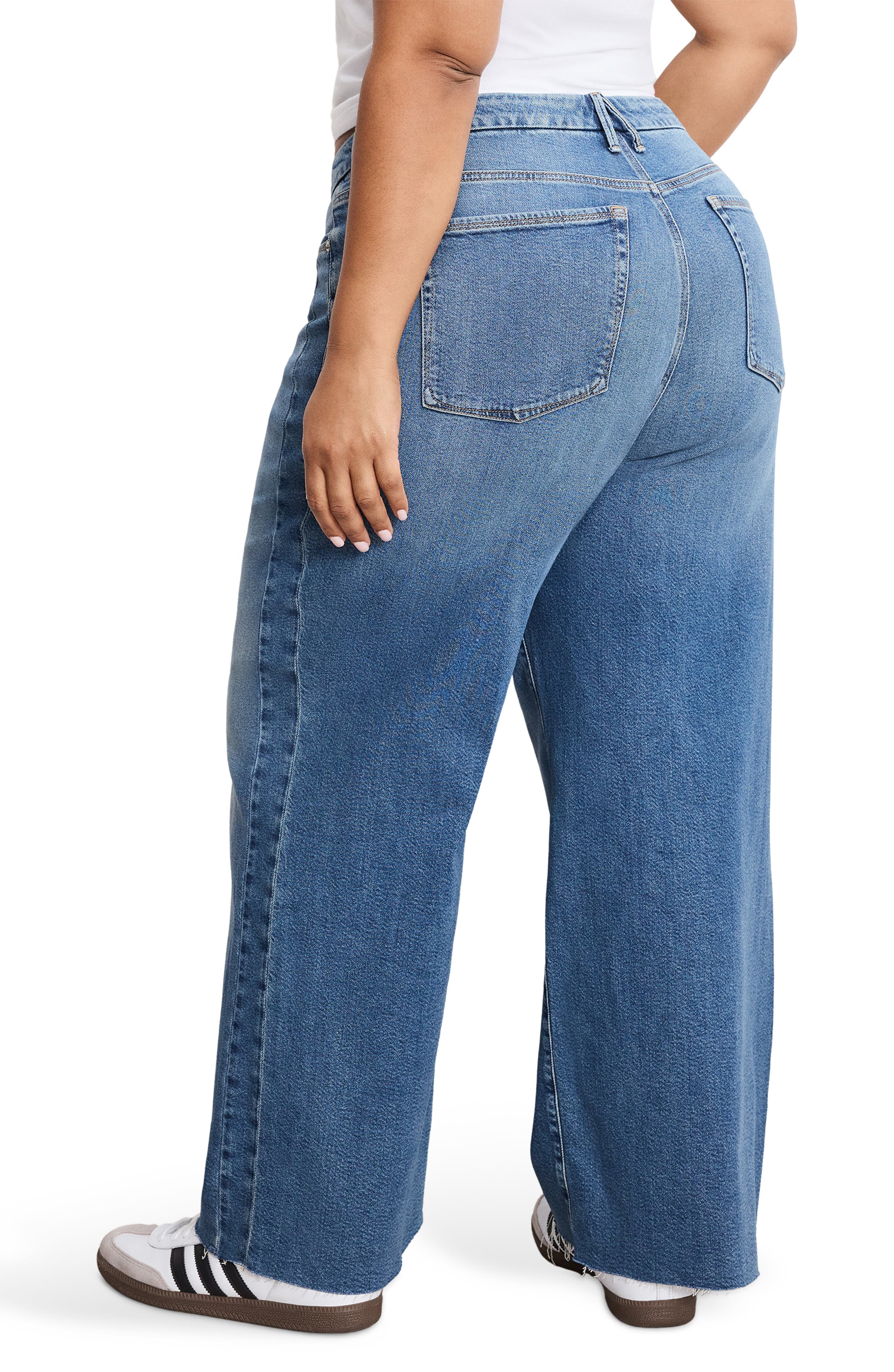 Good American Good Skate Raw Hem Ankle Wide Leg Jeans | Nordstromrack