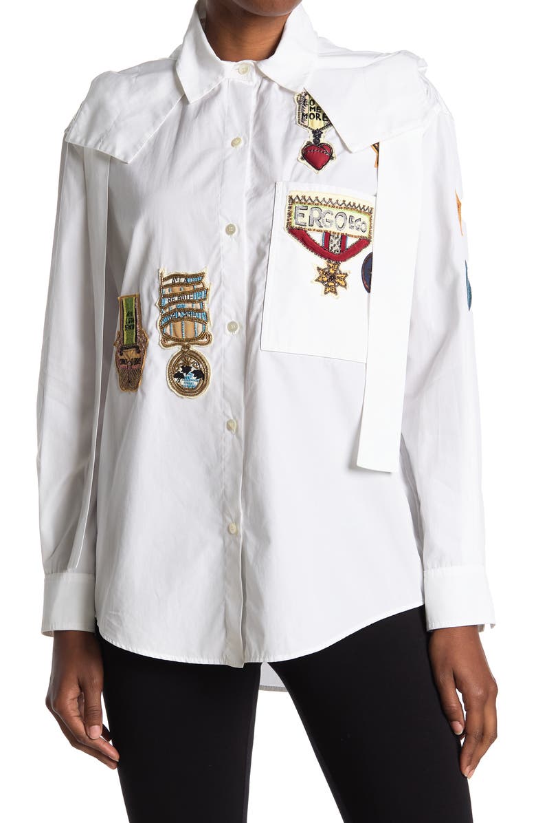 Valentino Embroidered Button Front Blouse | Nordstromrack