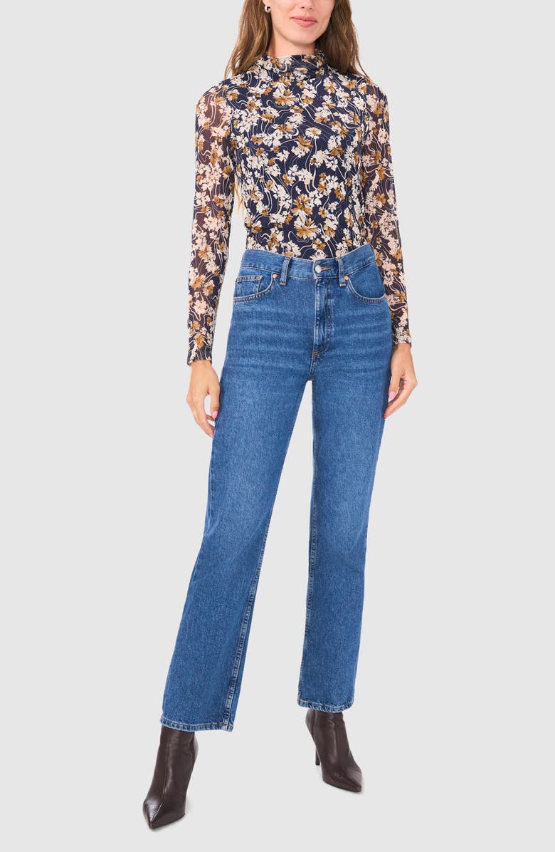 Halogen® Floral Cowl Neck Mesh Top | Nordstromrack