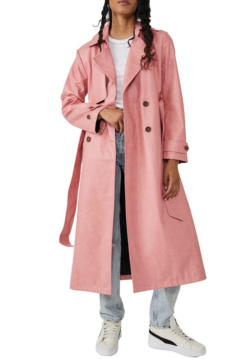 Free People Morrison Embossed Faux Leather Trench Coat | Nordstromrack