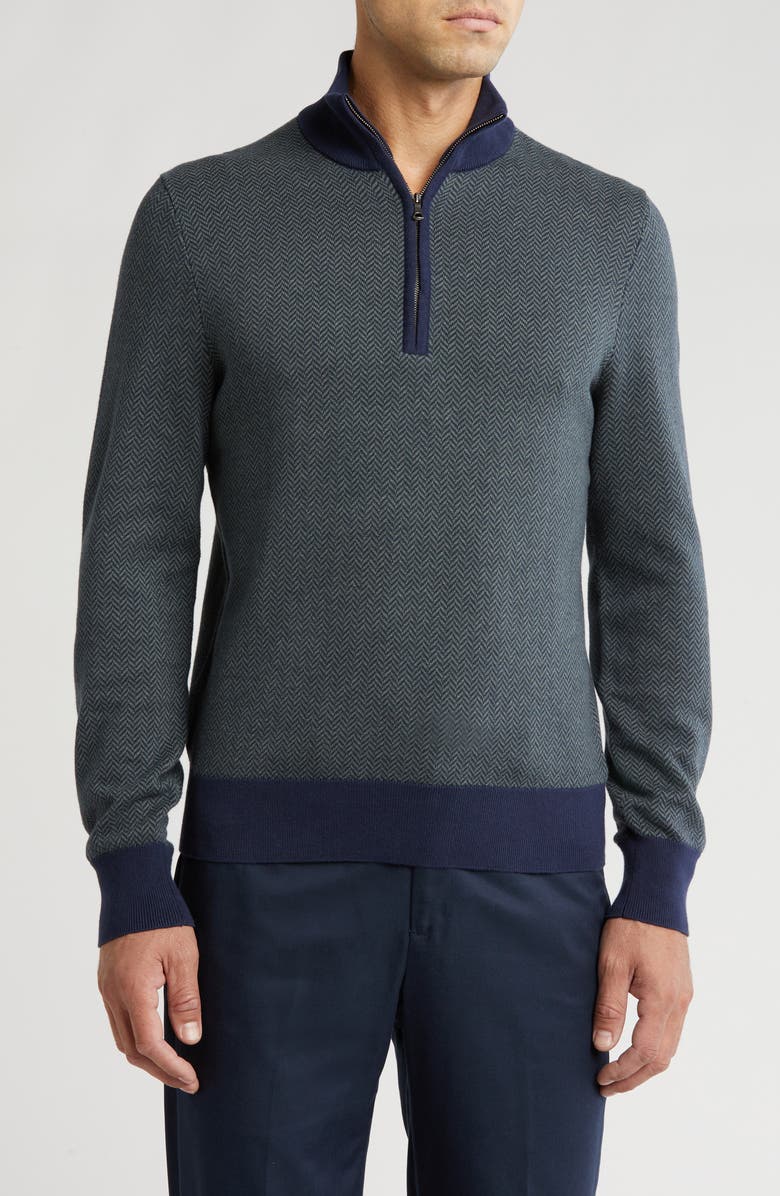 Brooks Brothers Herringbone Knit Half Zip Pullover | Nordstromrack