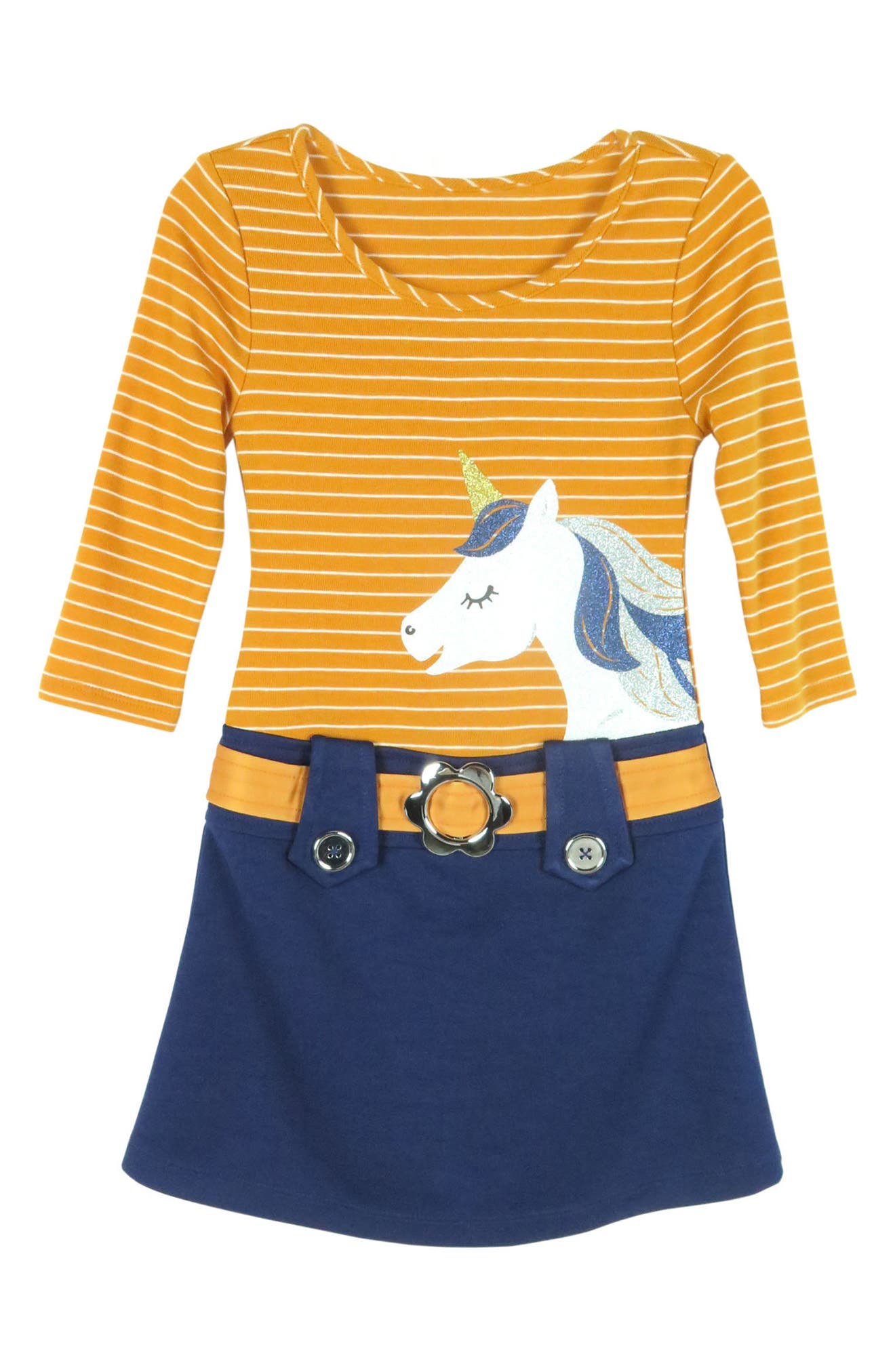 Zunie Kids' Unicorn Print Belted Dress | Nordstromrack