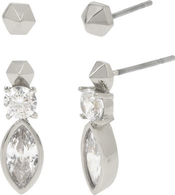 AllSaints 2-Pack Pyramid Stud & Drop Earring Set | Nordstrom