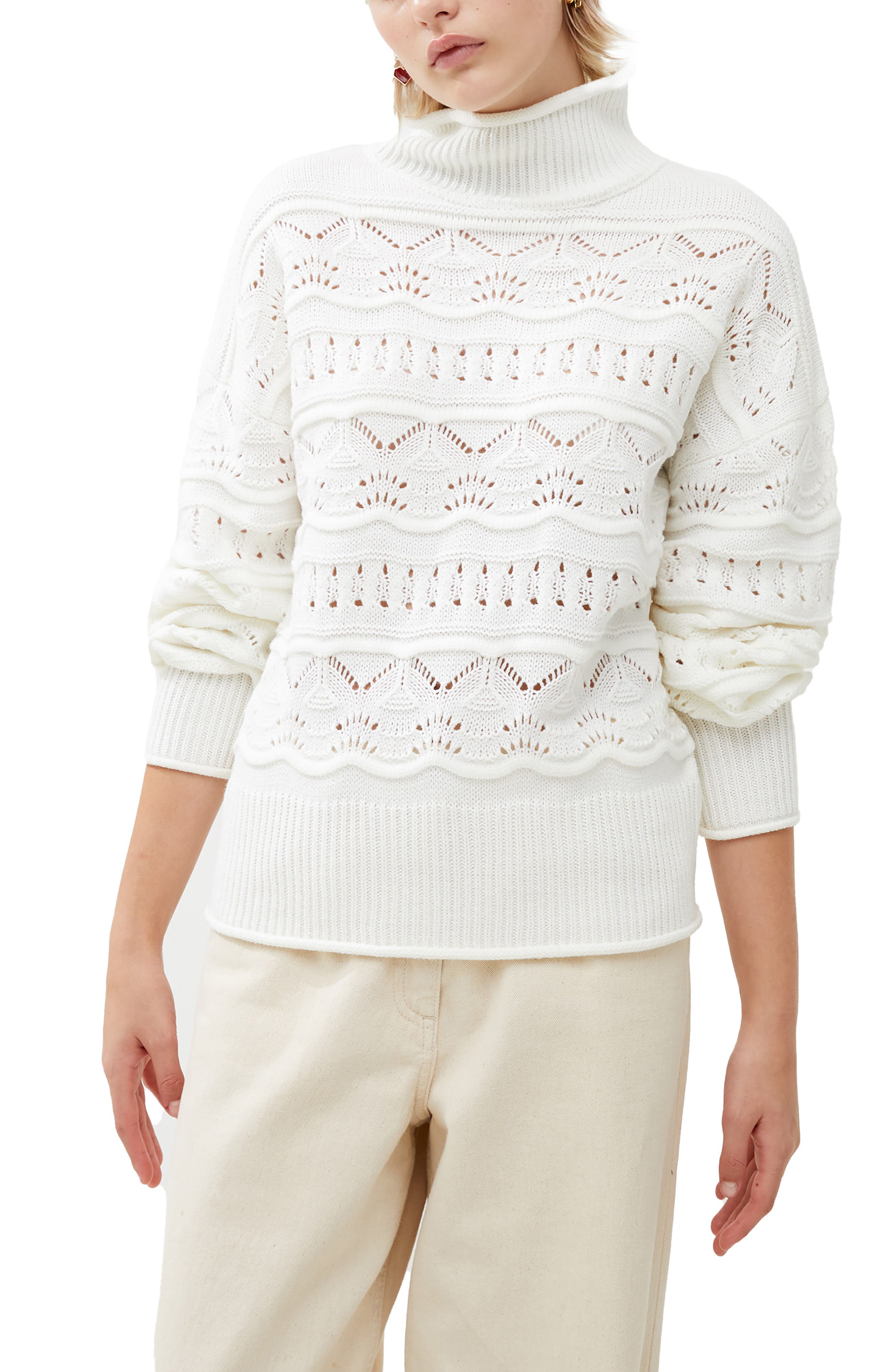 French Connection Linney Pointelle Stitch Turtleneck Sweater ...
