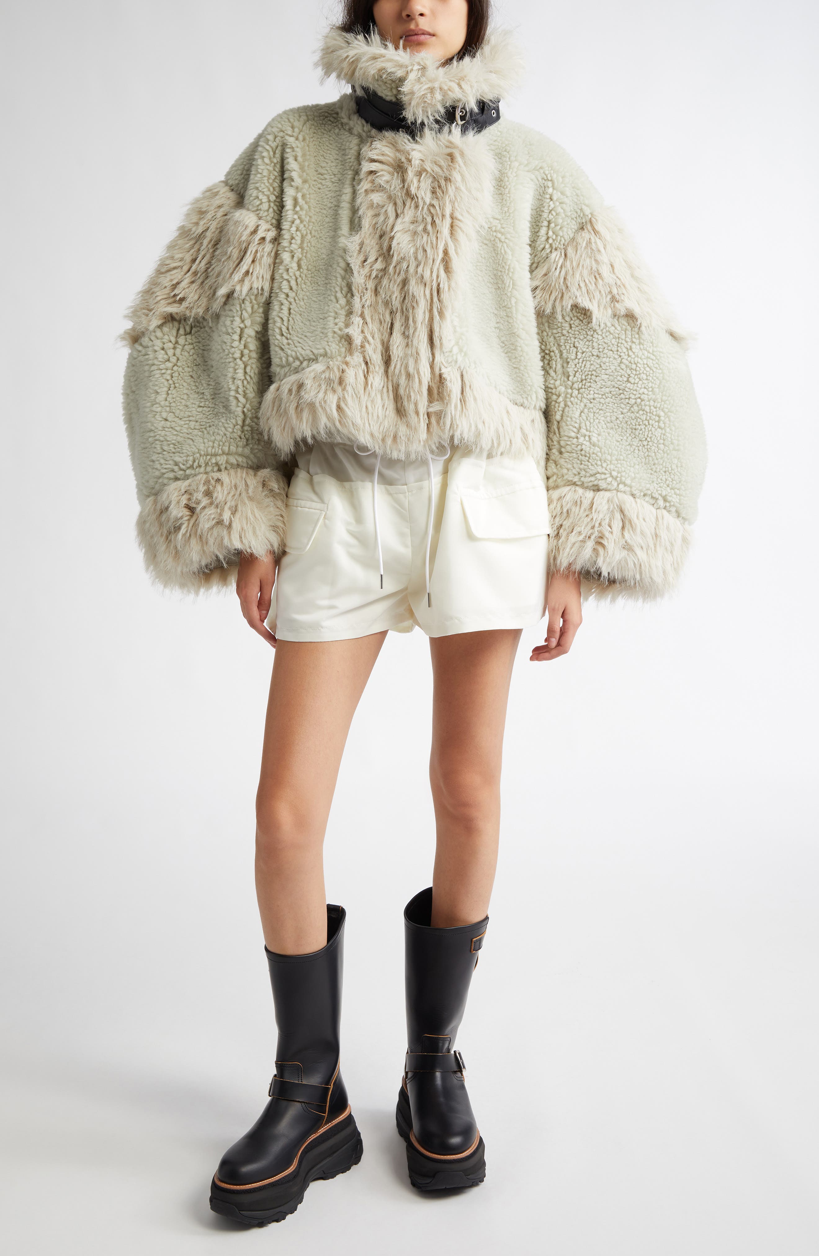 Sacai Faux Fur Crop Jacket | Nordstrom