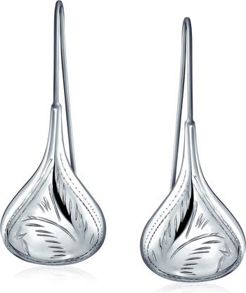 BLING JEWELRY Sterling Silver Etched Teardrop Earrings | Nordstromrack