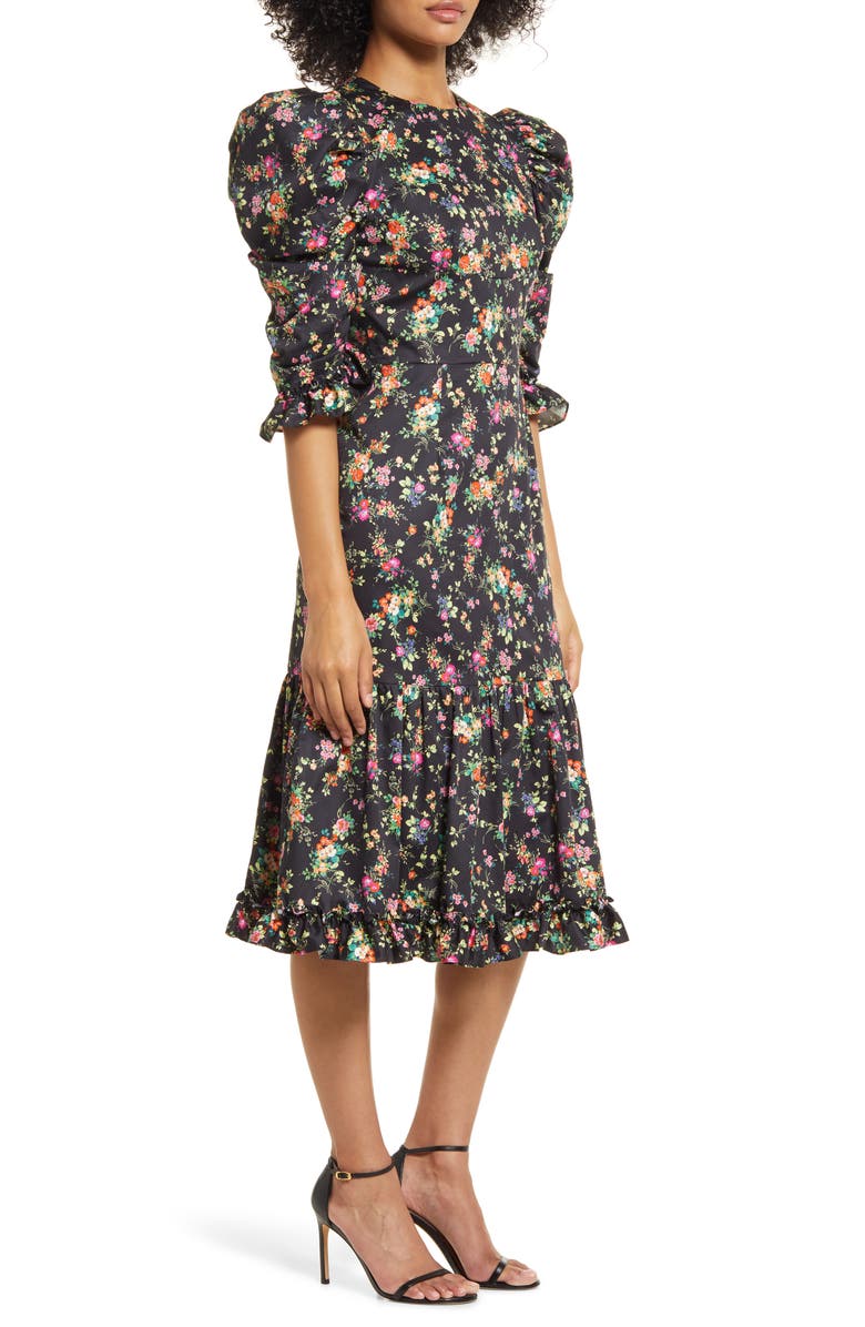 Black Halo Nadir Floral Cotton A-Line Dress | Nordstromrack