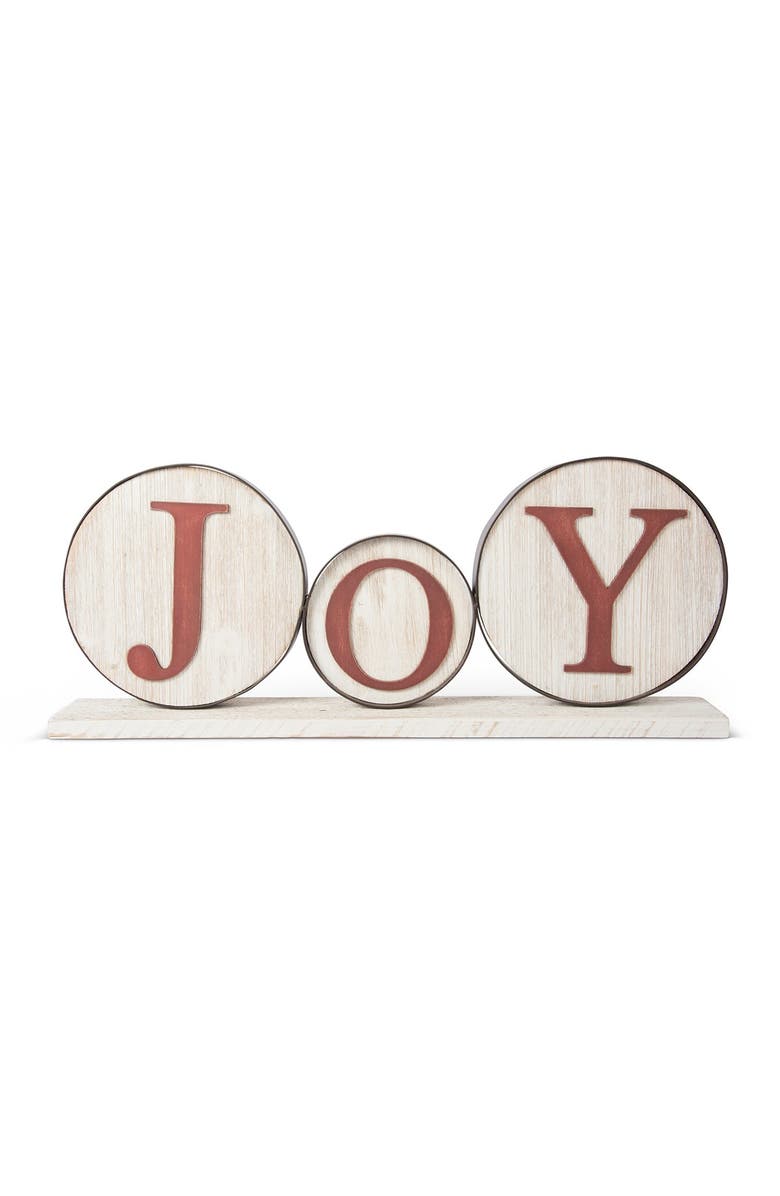 K & K Interiors 35" Large Red and White Round Joy Tabletop Sign ...