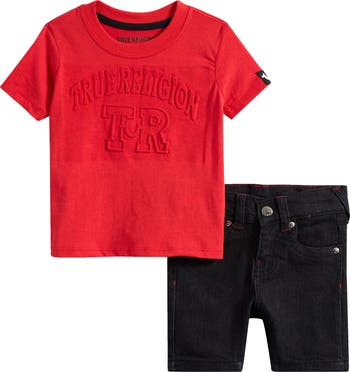 True Religion Embossed T-Shirt & Denim Shorts Set | Nordstromrack