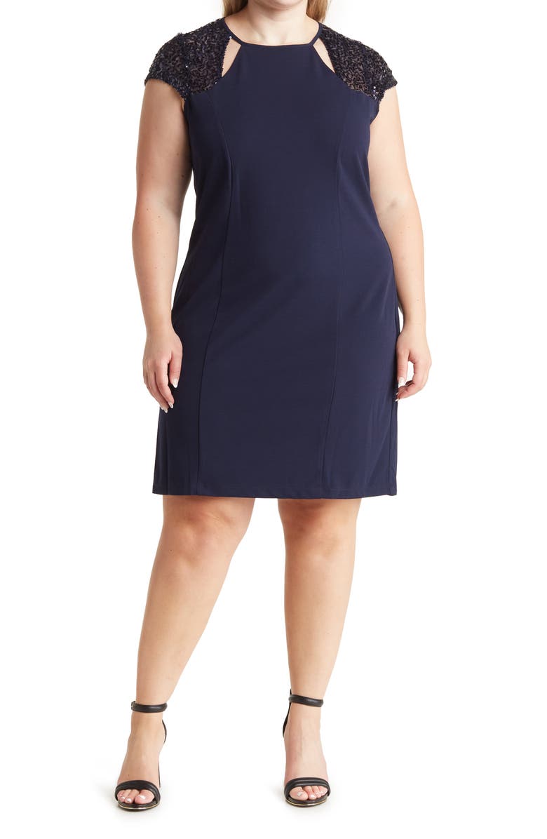 SLNY Cutout Neck Cap Sleeve Short Dress | Nordstromrack