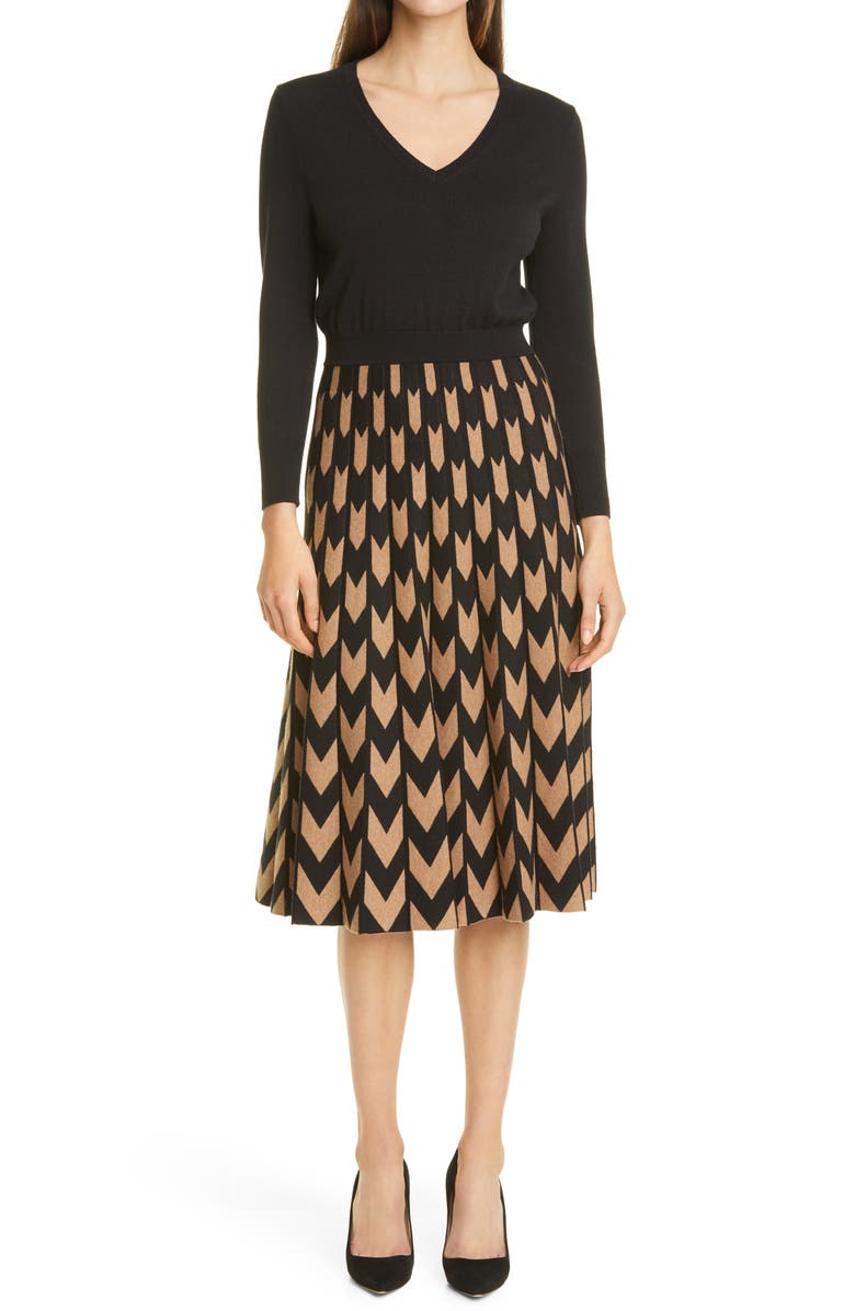 BOSS Fetra Colorblock Long Sleeve Sweater Dress | Nordstromrack