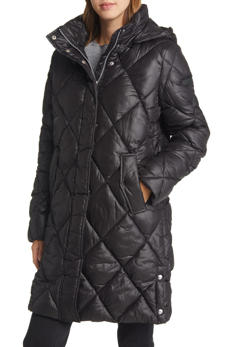 Sam Edelman Longline Hooded Quilted Puffer Jacket | Nordstromrack