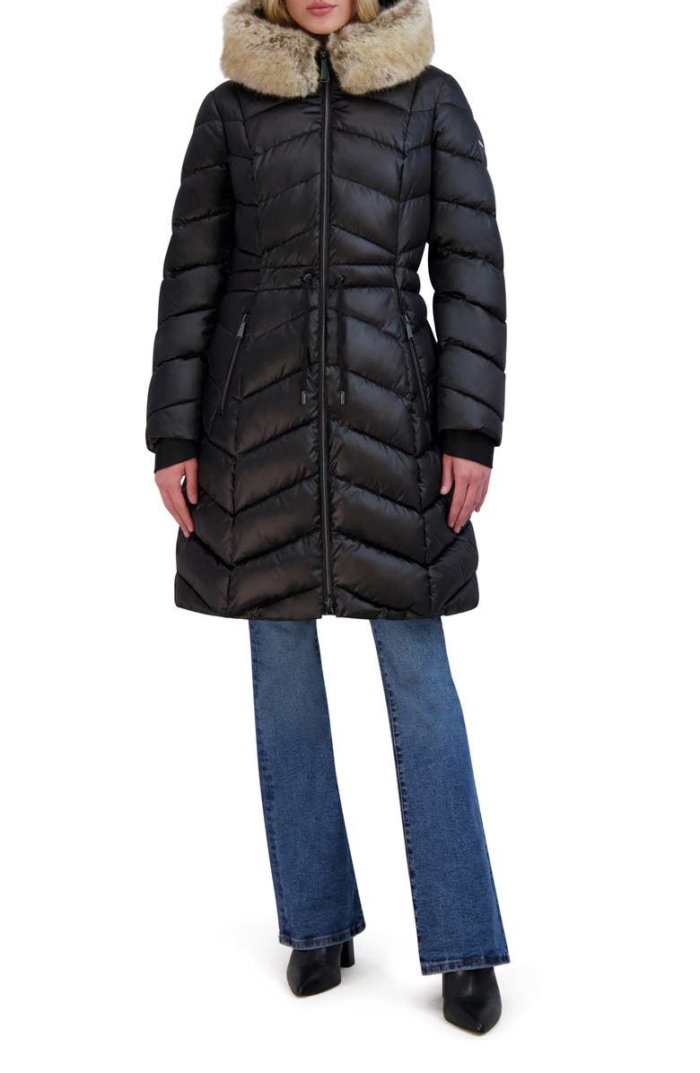 Laundry by Shelli Segal Faux Fur Trim Hooded Puffer Jacket | Nordstromrack