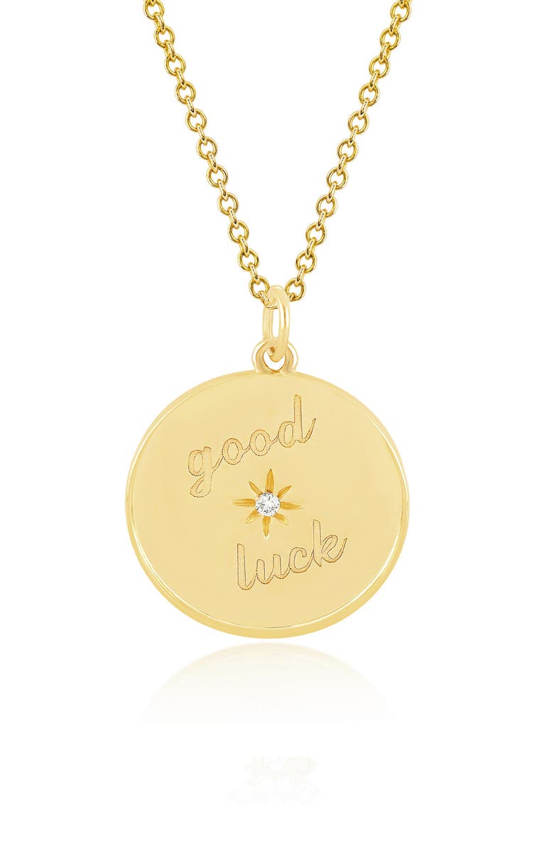 EF Collection Good Luck 14K Gold Diamond Pendant Necklace - 0.01ct ...