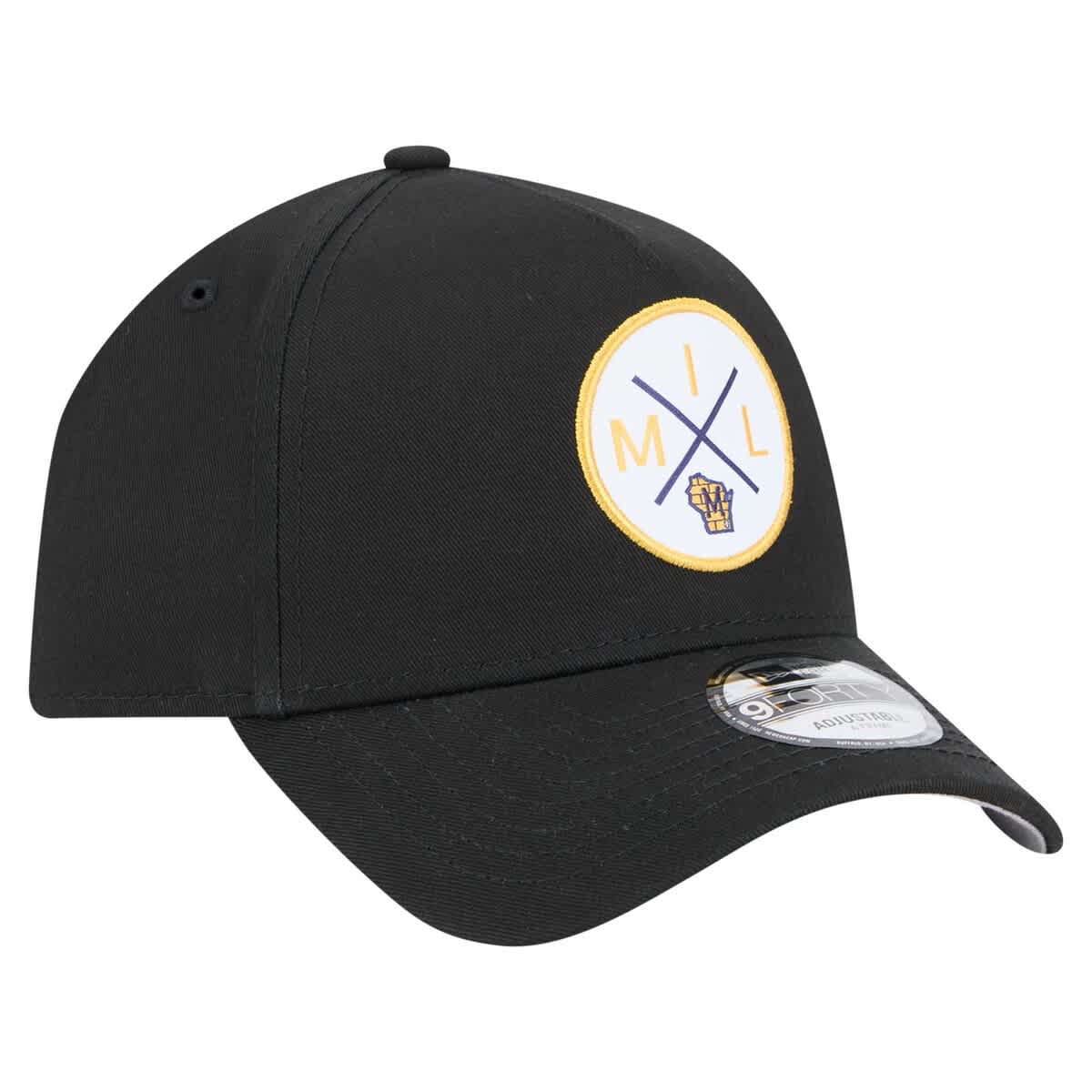 Men's New Era Black Milwaukee Brewers 9FORTY A-Frame Adjustable Hat ...
