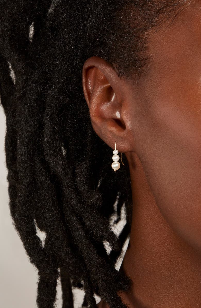 STONE AND STRAND Triple Imitation Pearl Drop Earrings | Nordstrom