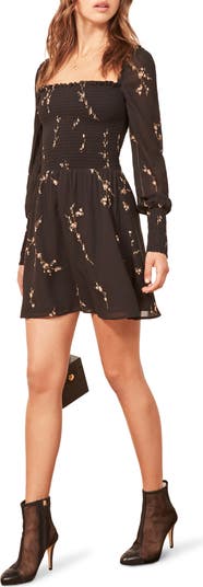 Reformation Kelli Smocked Bodice Fit & Flare Minidress | Nordstrom