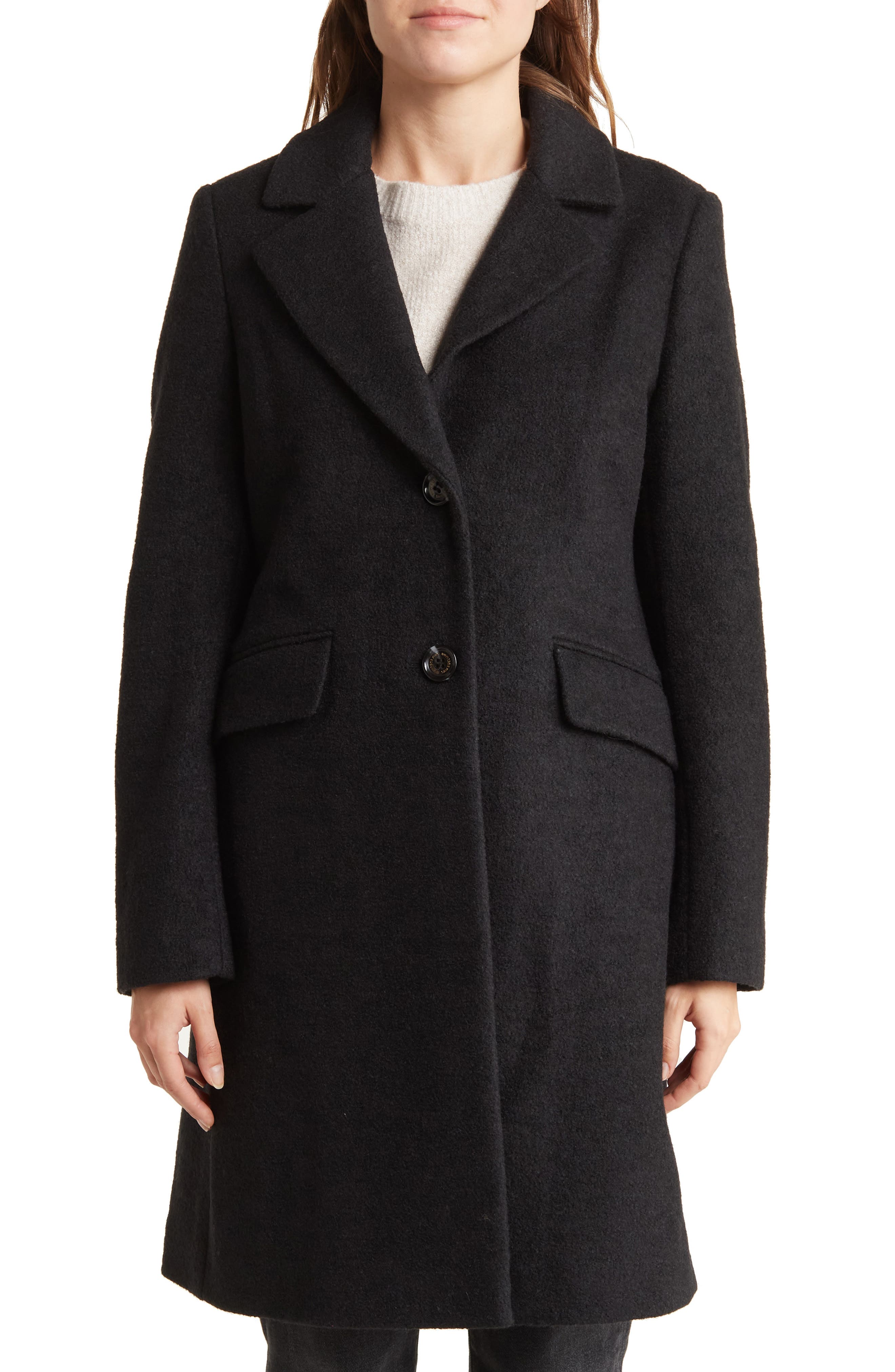 Sam Edelman Reefer Notch Collar Wool Blend Coat | Nordstromrack