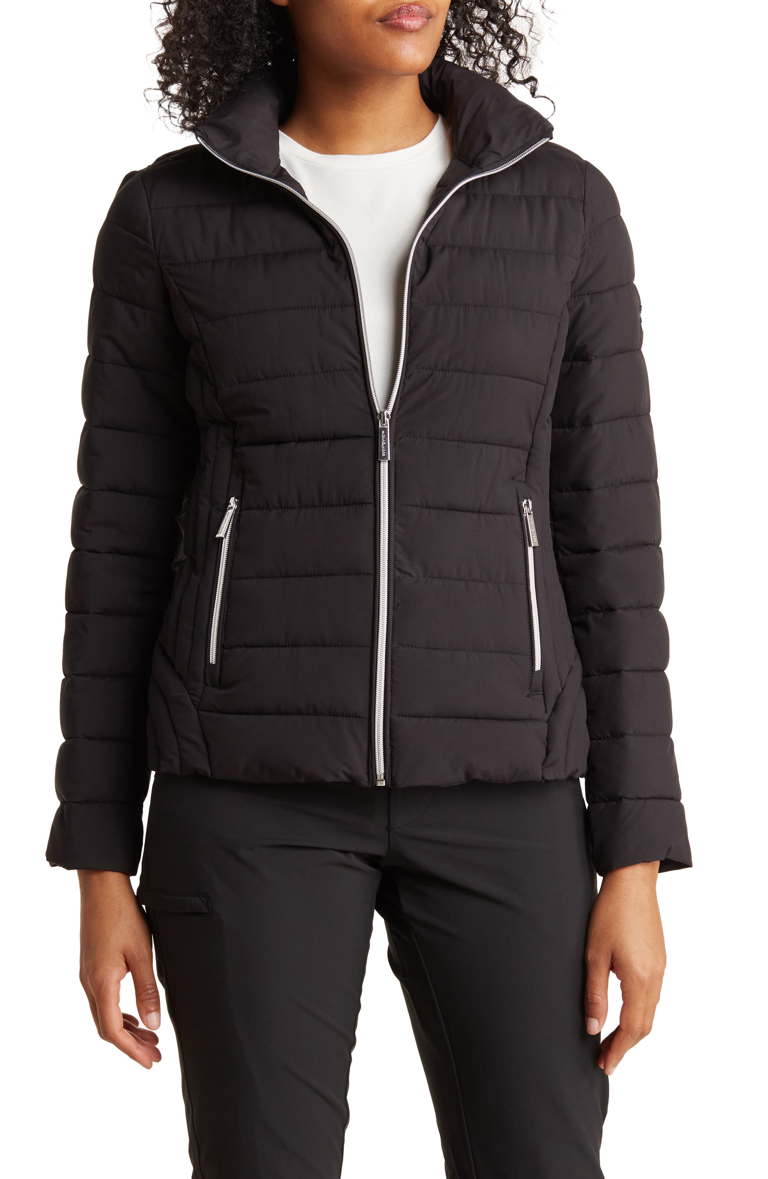 Michael Kors Short Stretch Stand Collar Puffer Jacket | Nordstromrack