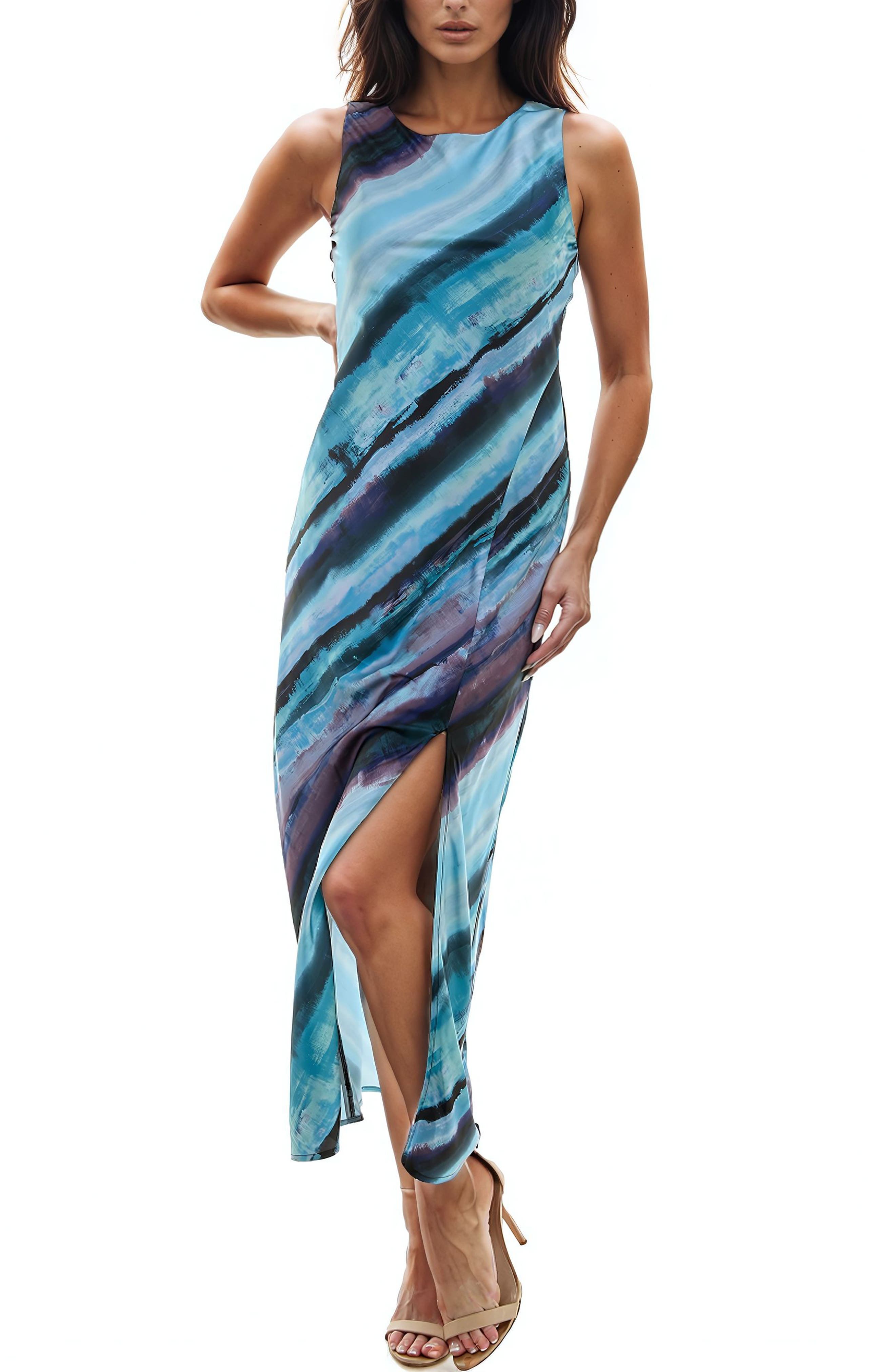 Socialite Stripe Sleeveless Midi Dress | Nordstromrack