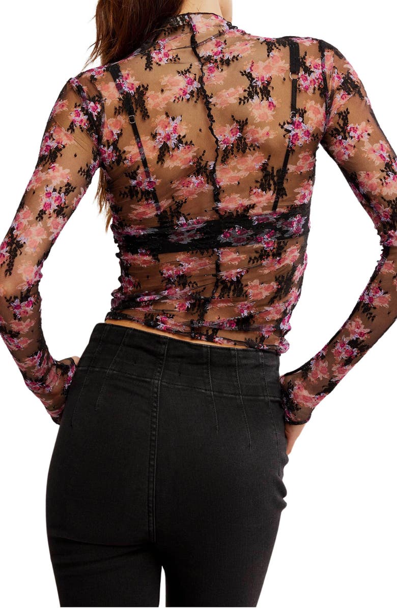 Free People Printed Lady Sheer Embroidered Long Sleeve Top | Nordstromrack