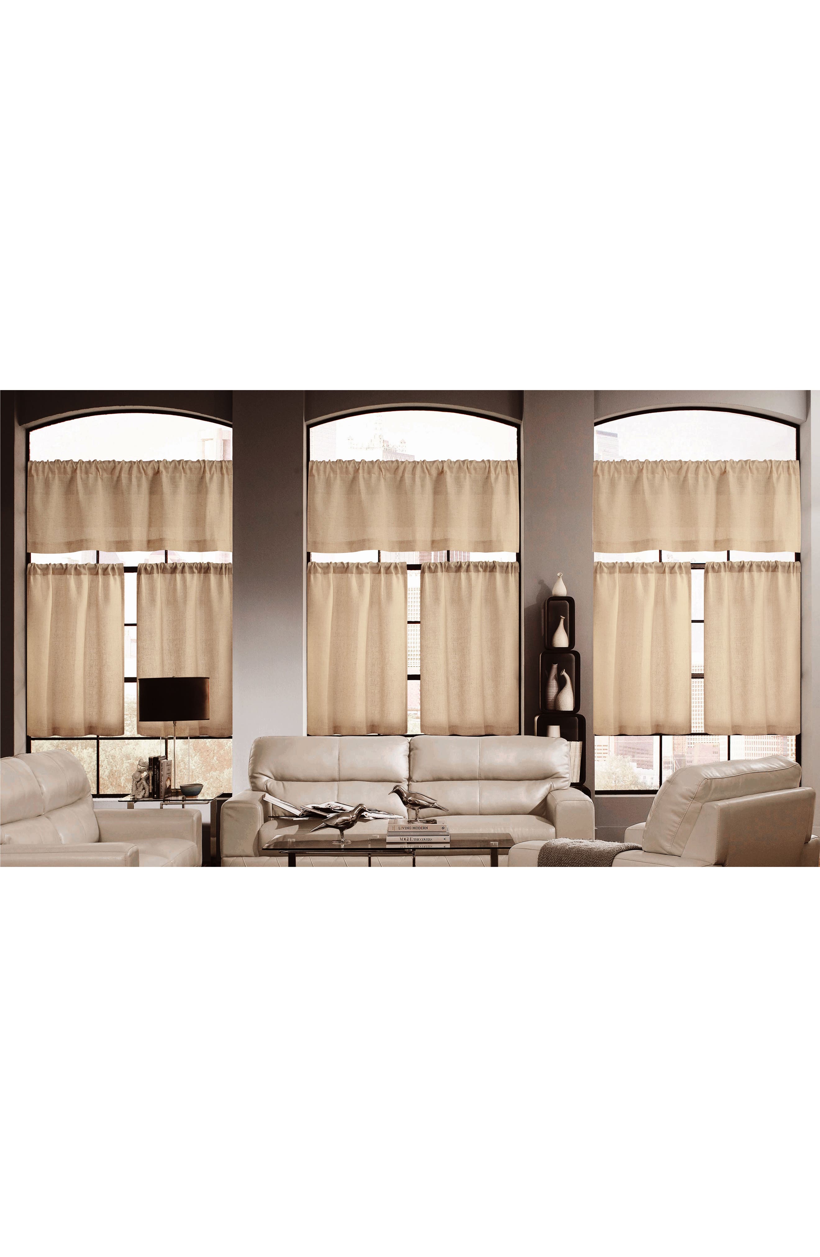 Duck River Textile Katness Set of 3 Tiered Small Pole Top Window Panels ...