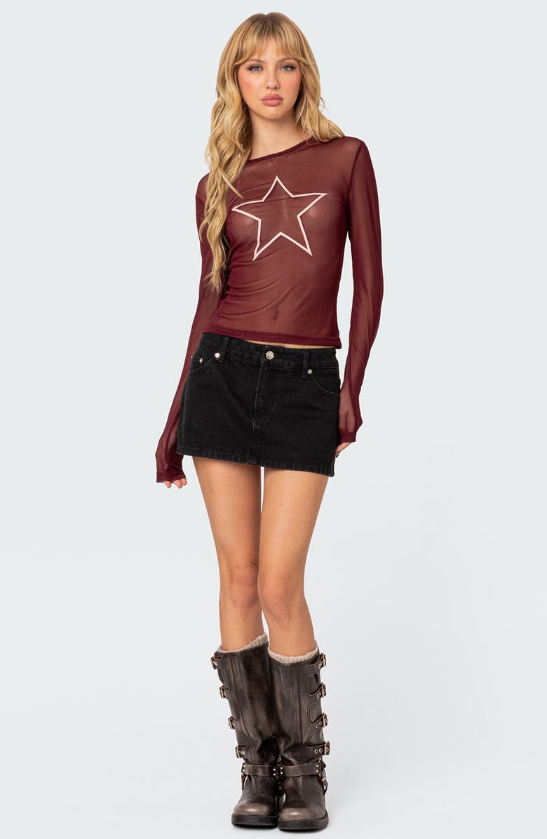 EDIKTED Stargaze Sheer Mesh Top | Nordstrom