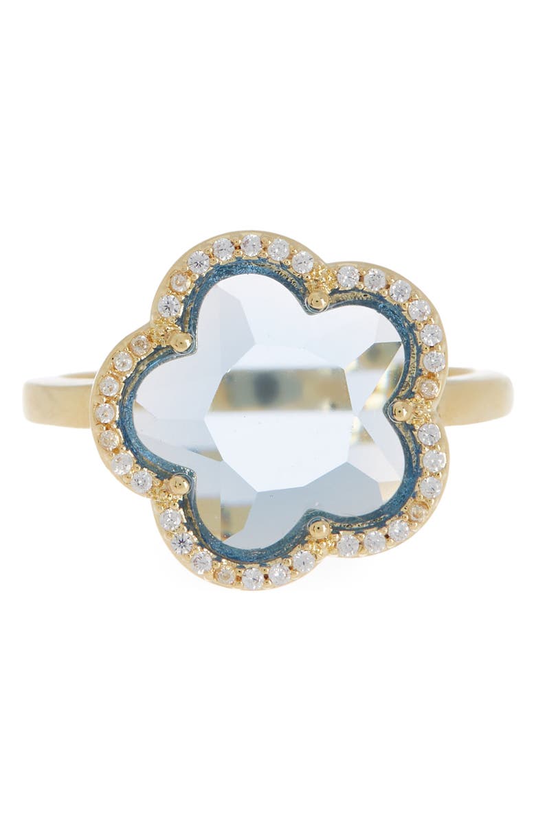 RIVKA FRIEDMAN 18K Gold Clad Pave CZ Blue Crystal Clover Ring ...