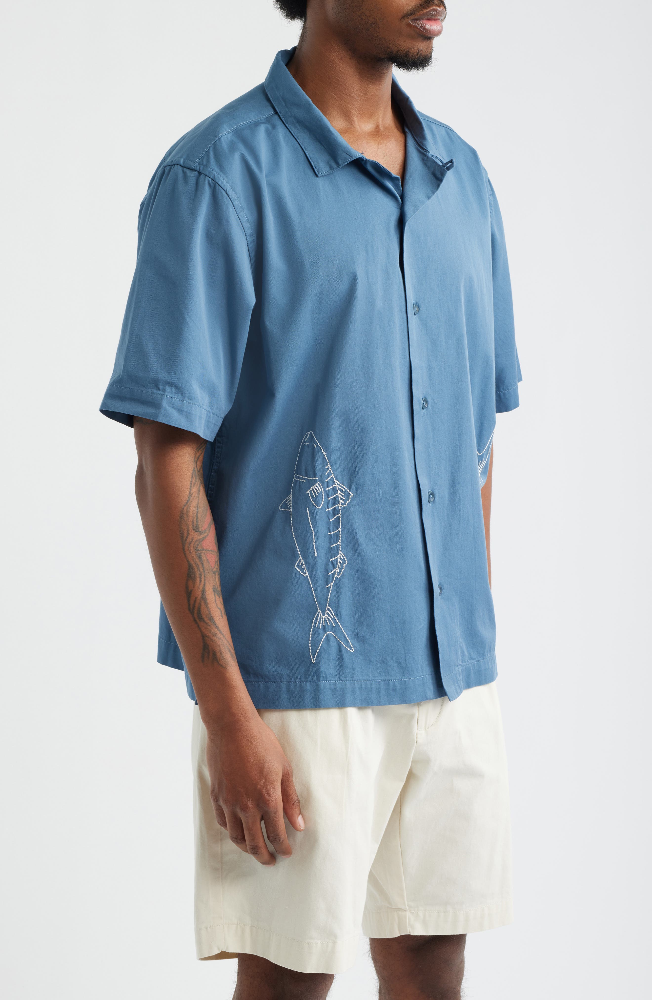 Service Works Mackerel Cotton Twill Camp Shirt | Nordstrom