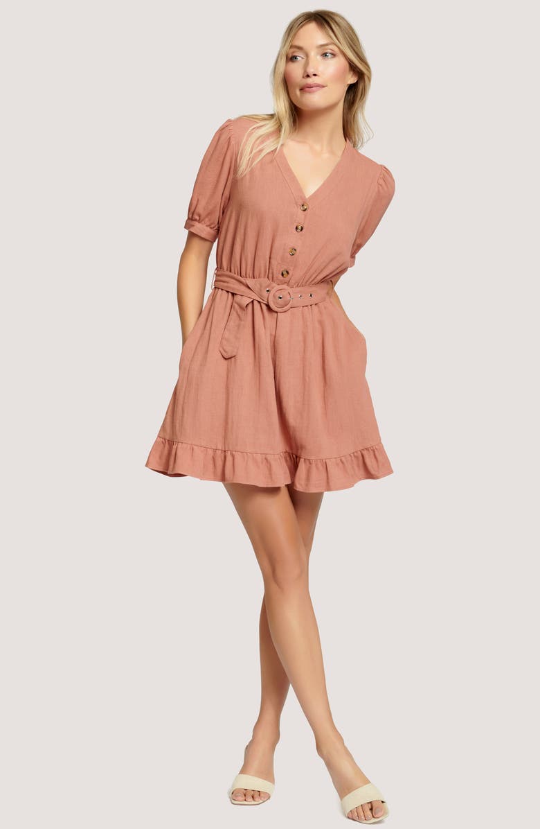 Lost + Wander Travel Ready Linen & Cotton Belted Minidress | Nordstromrack