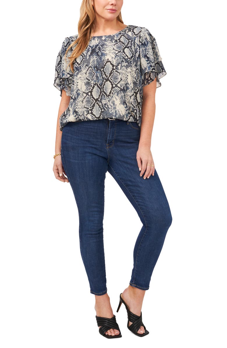 Vince Camuto Tulip Sleeve Soft Snake Print Blouse | Nordstromrack