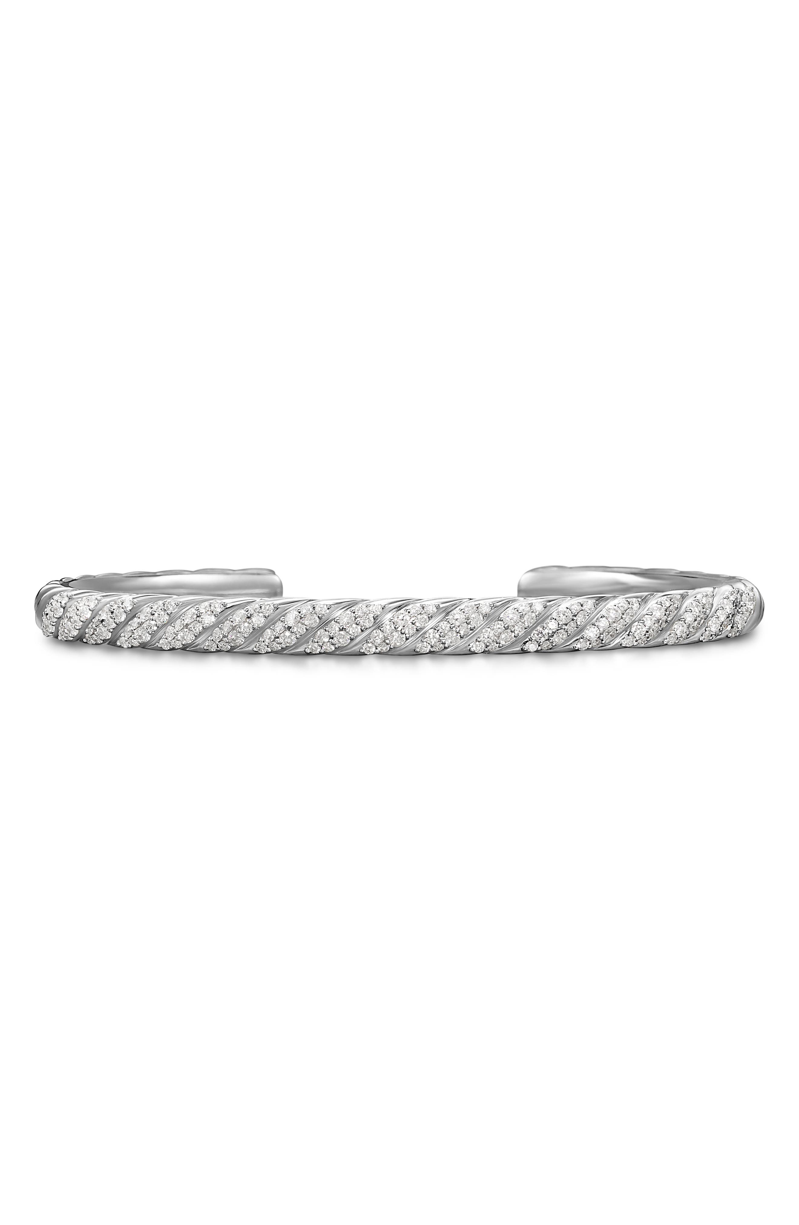 David Yurman Men's Sculpted Cable Cuff Bracelet in 18K White Gold with ...