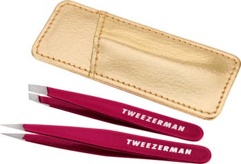 TWEEZERMAN Mini Slant Tweezer & Point Tweezer Set $25 Value | Nordstrom