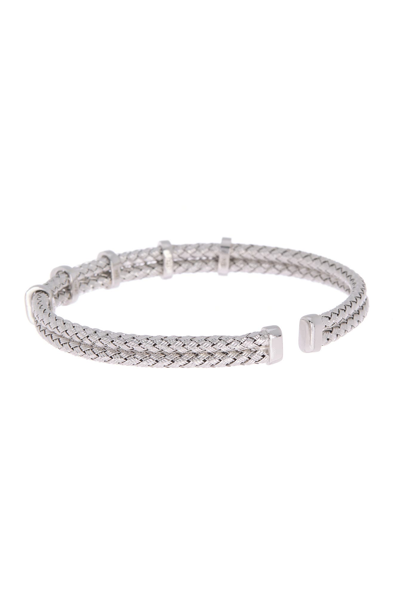 MESHMERISE 18K White Gold Vermeil Dual Twisted Cable Diamond Accent ...
