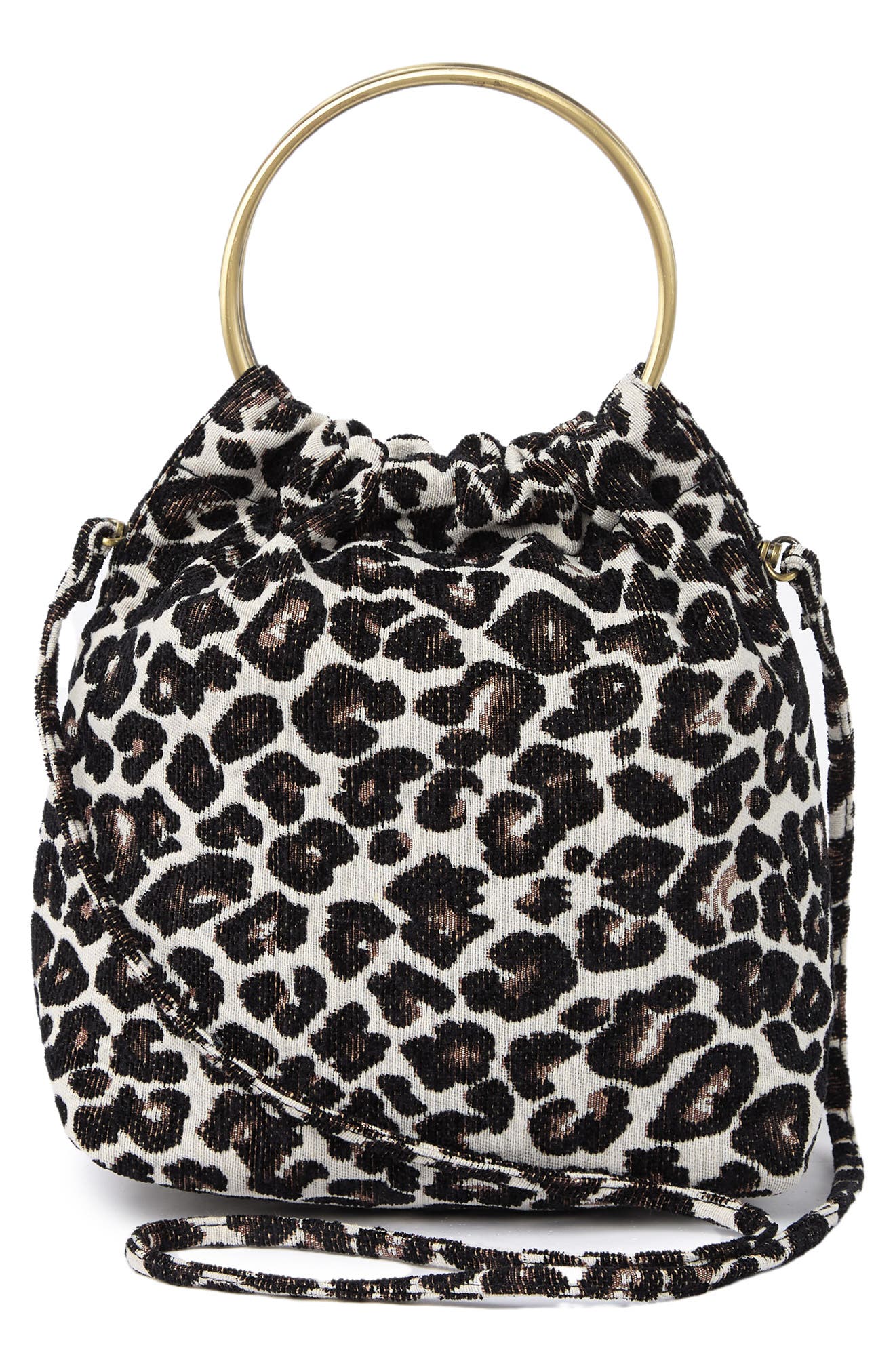 Street Level Woven Leopard Print Bucket Bag | Nordstromrack
