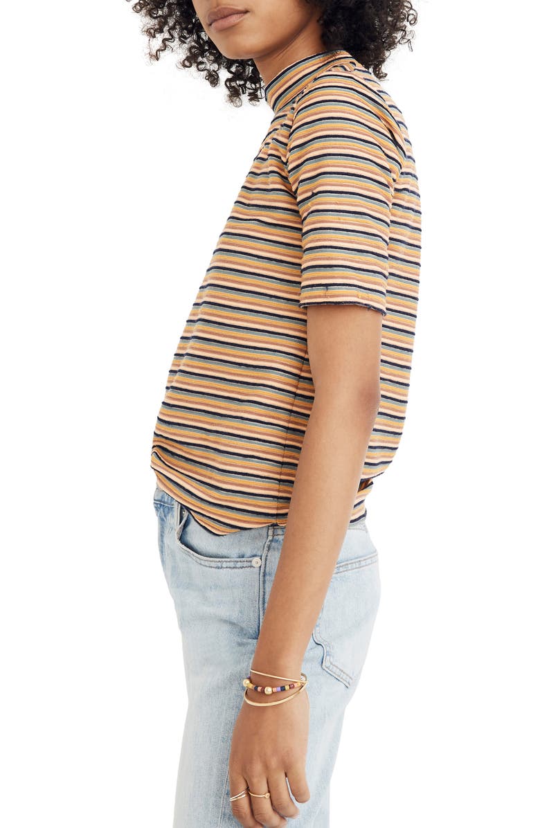 Madewell Texture & Thread Stripe Mock Neck Tee | Nordstrom