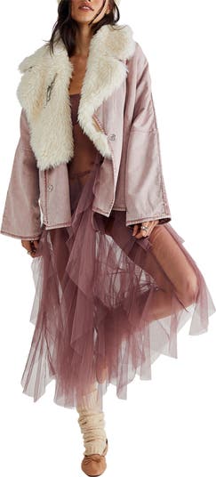 Free People Lolo Faux Fur Collar Denim Jacket | Nordstrom