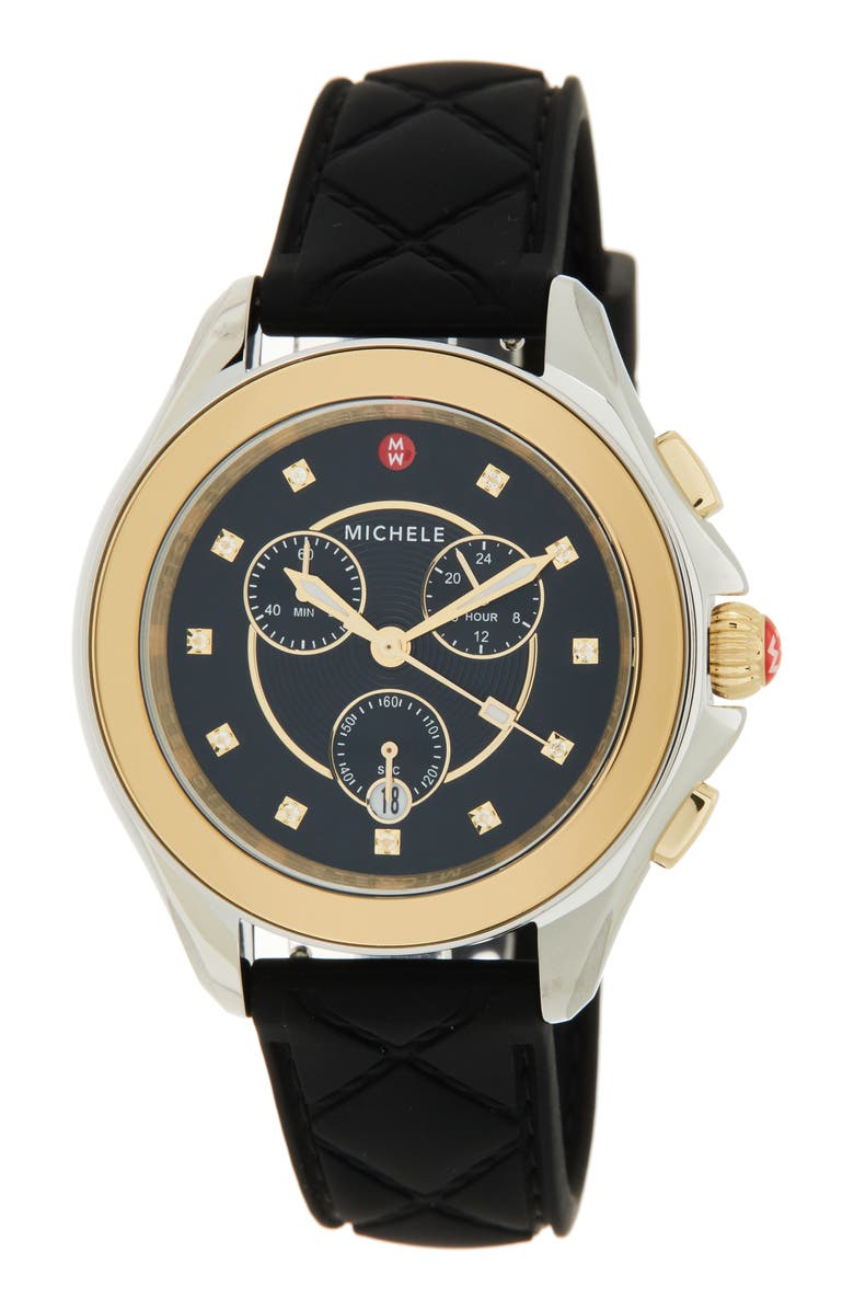 MICHELE Cape Chrono Silicone Strap Watch | Nordstromrack