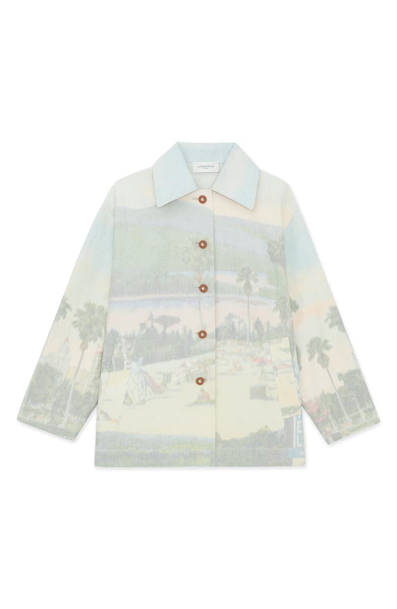 Lafayette 148 New York Landscape Print Cotton Blend Coat | Nordstromrack