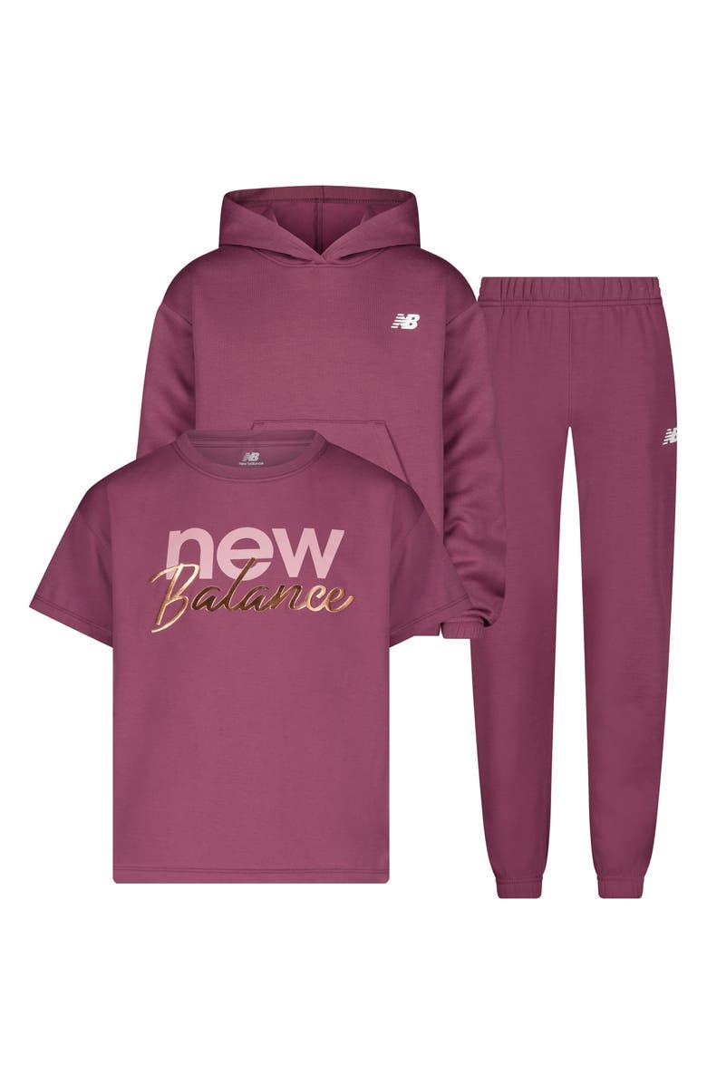 New Balance Kids' Logo Pullover Hoodie, T-Shirt & Joggers Set ...