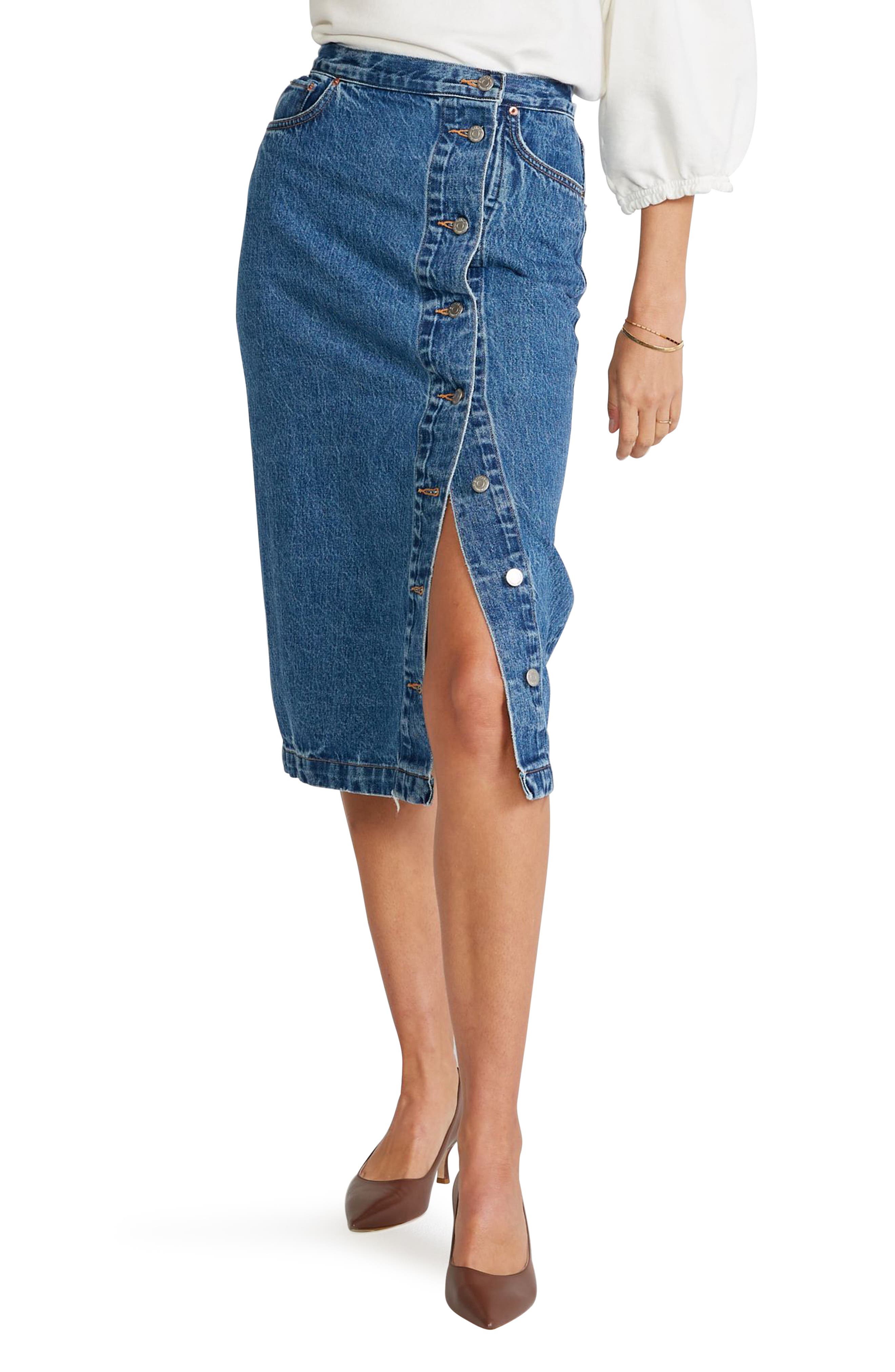 Ética Kyla Side Slit Denim Skirt Women Nordstrom